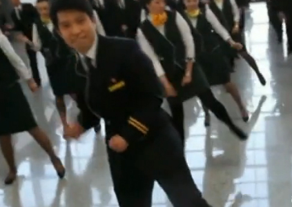 Dancing flight attendants