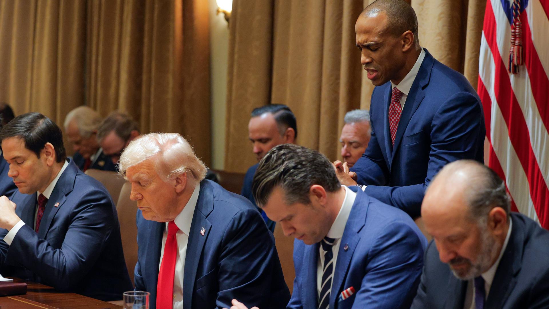 Trump’s first cabinet meeting opened with prayer